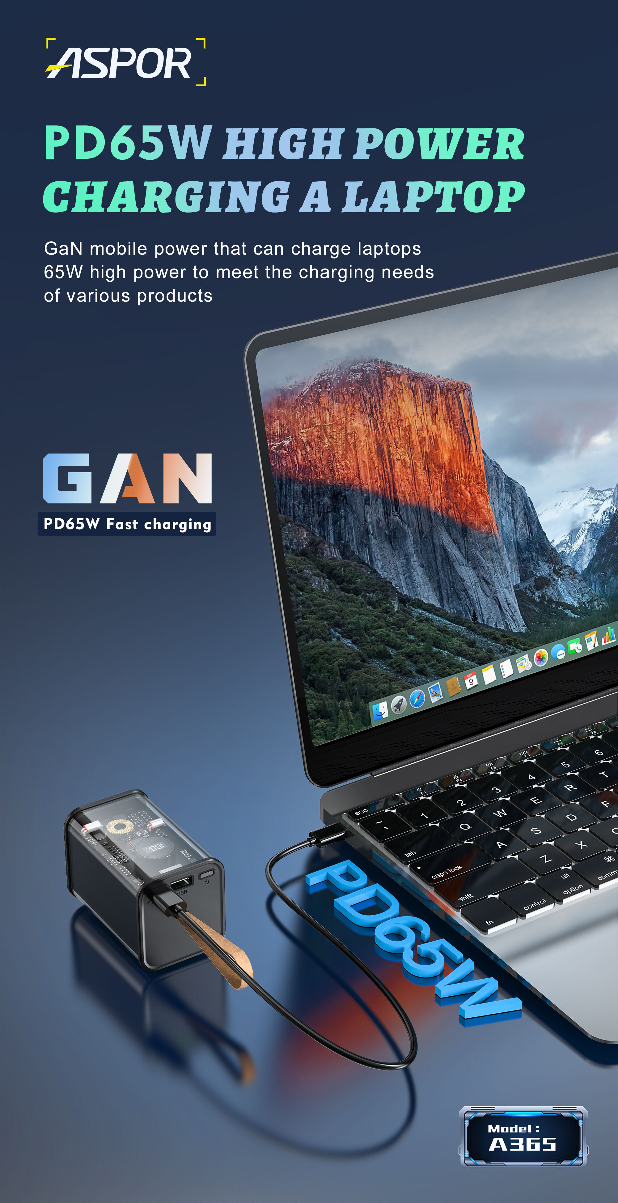 Buy Wholesale China Aspor A365 Portable Pd 65w Powerbank Laptop ...