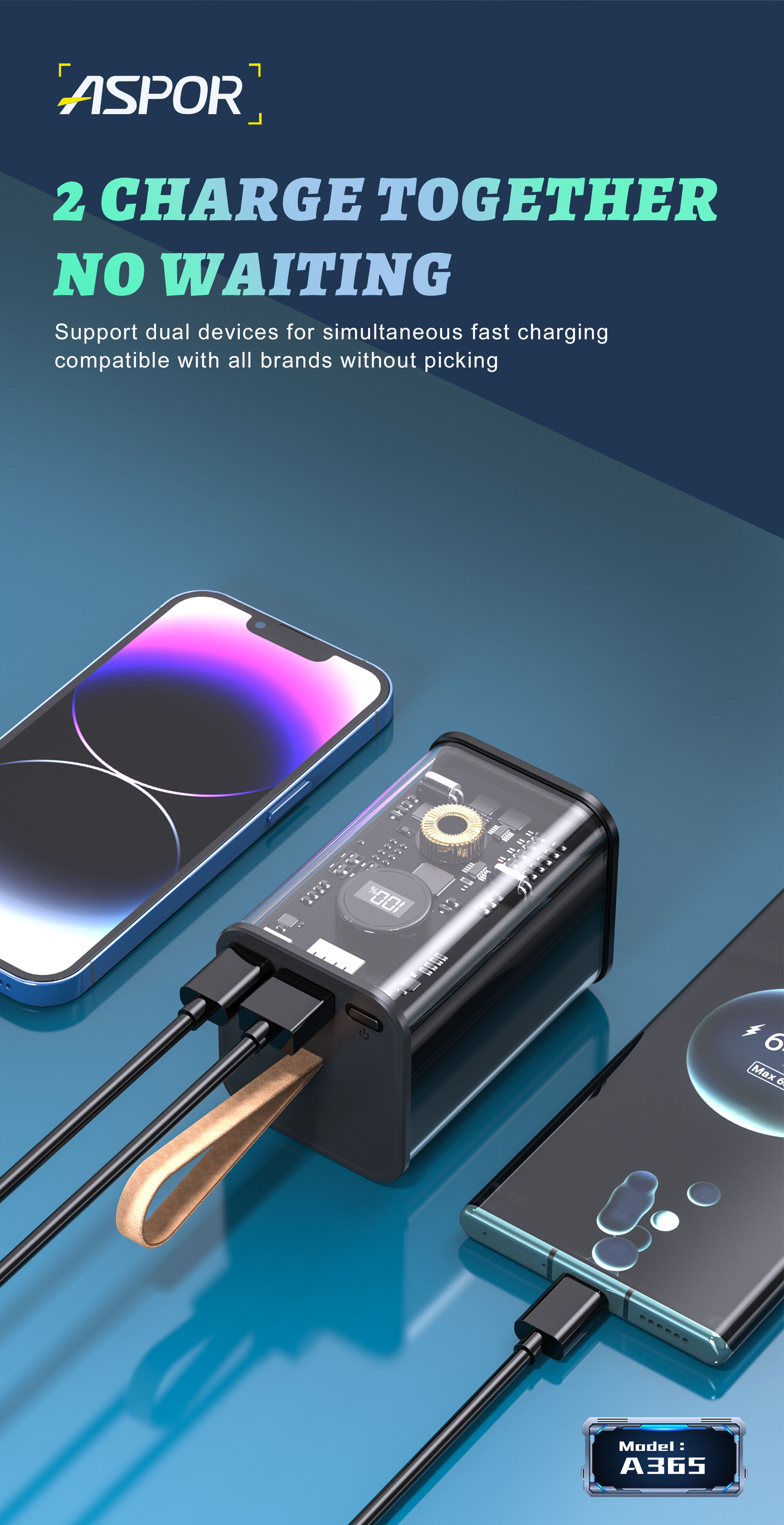 Buy Wholesale China Aspor A365 Portable Pd 65w Powerbank Laptop Transparent Mecha Wind Power ...