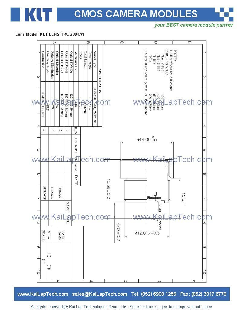 Buy Wholesale Hong Kong SAR Klt-y6pf-ar0234 V3.0 2.3mp Ar0234 Global ...