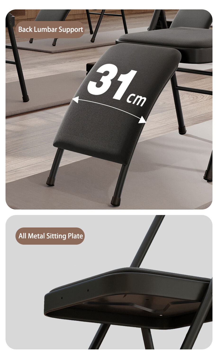 Sport Yoga Auxiliary Chair With Lumbar Back Support Foldable Balance ...