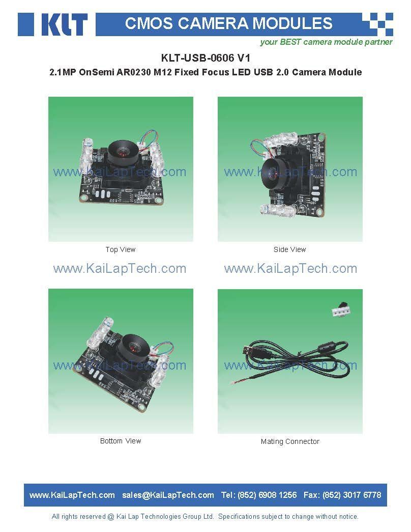 Klt-usb-0606 V1 2.1mp 0606 Ar0230 M14 Fixed Focus Led Usb 2.0 Camera ...