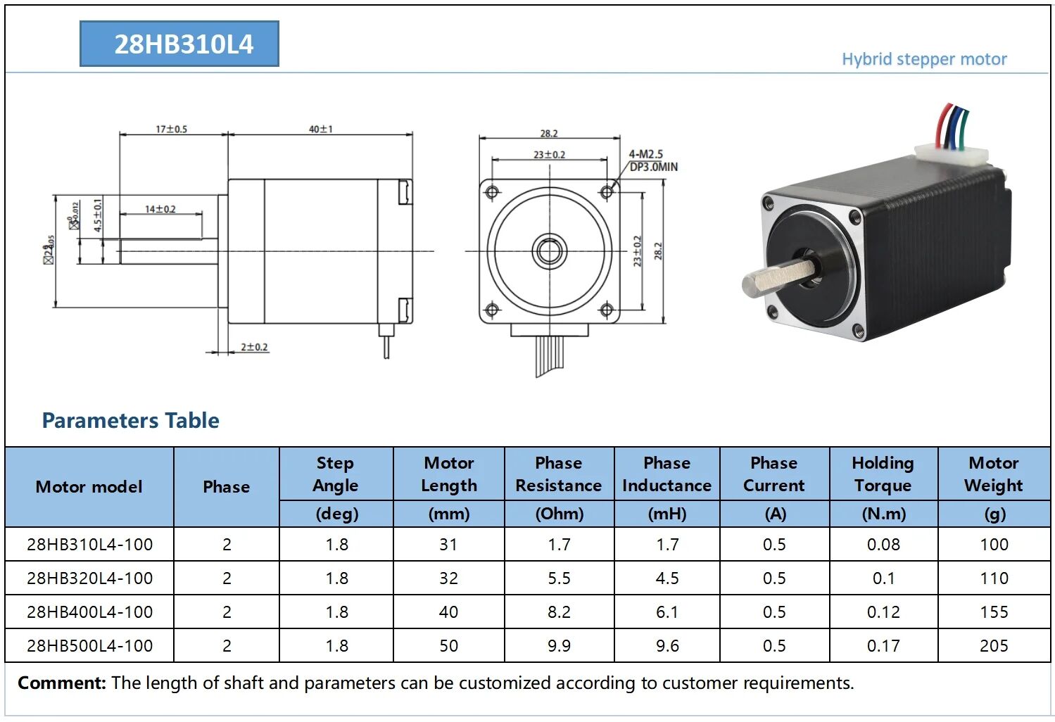 Stepping Motors Nema 11 28mm High Torque Stepper Motor High Torque Design 2-phase Hybrid Step ...
