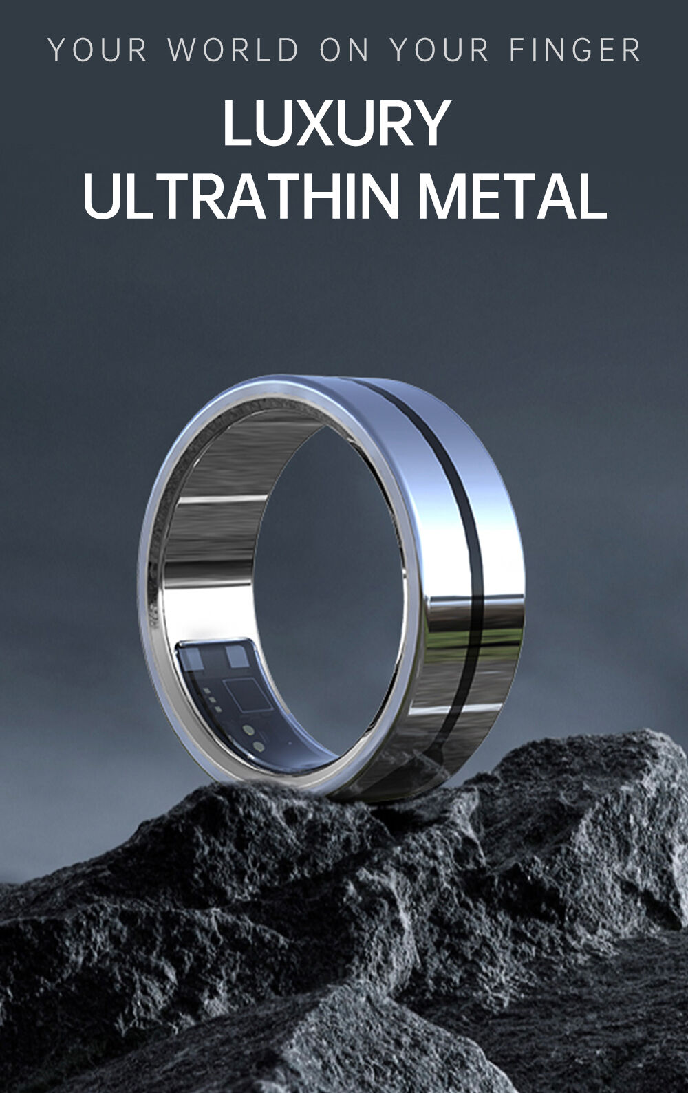 2mm Thickness Blood Oxygen Tracker Smart Ring Sleep Monitoring Metal ...