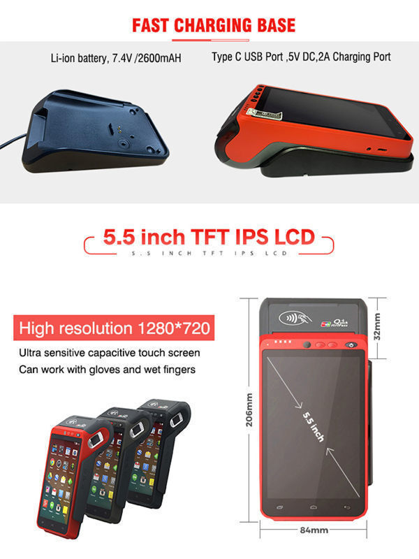 1d 2d Qr Code Android Nfc Pos Terminal Handheld Portable Billing ...