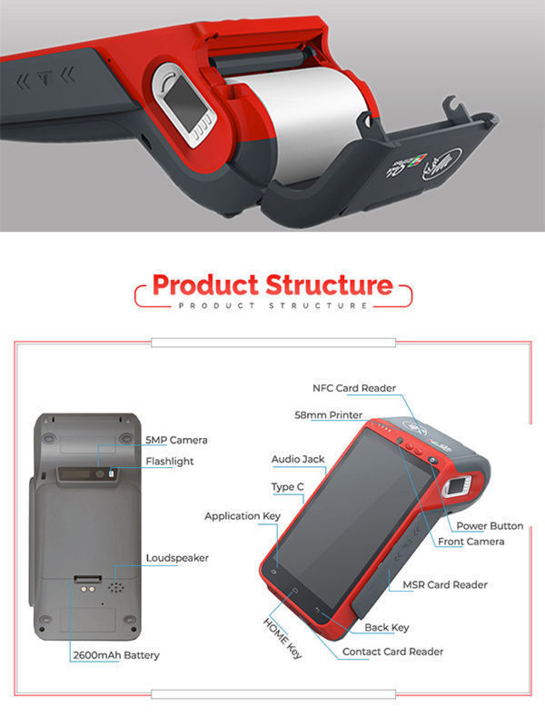 1d 2d Qr Code Android Nfc Pos Terminal Handheld Portable Billing ...