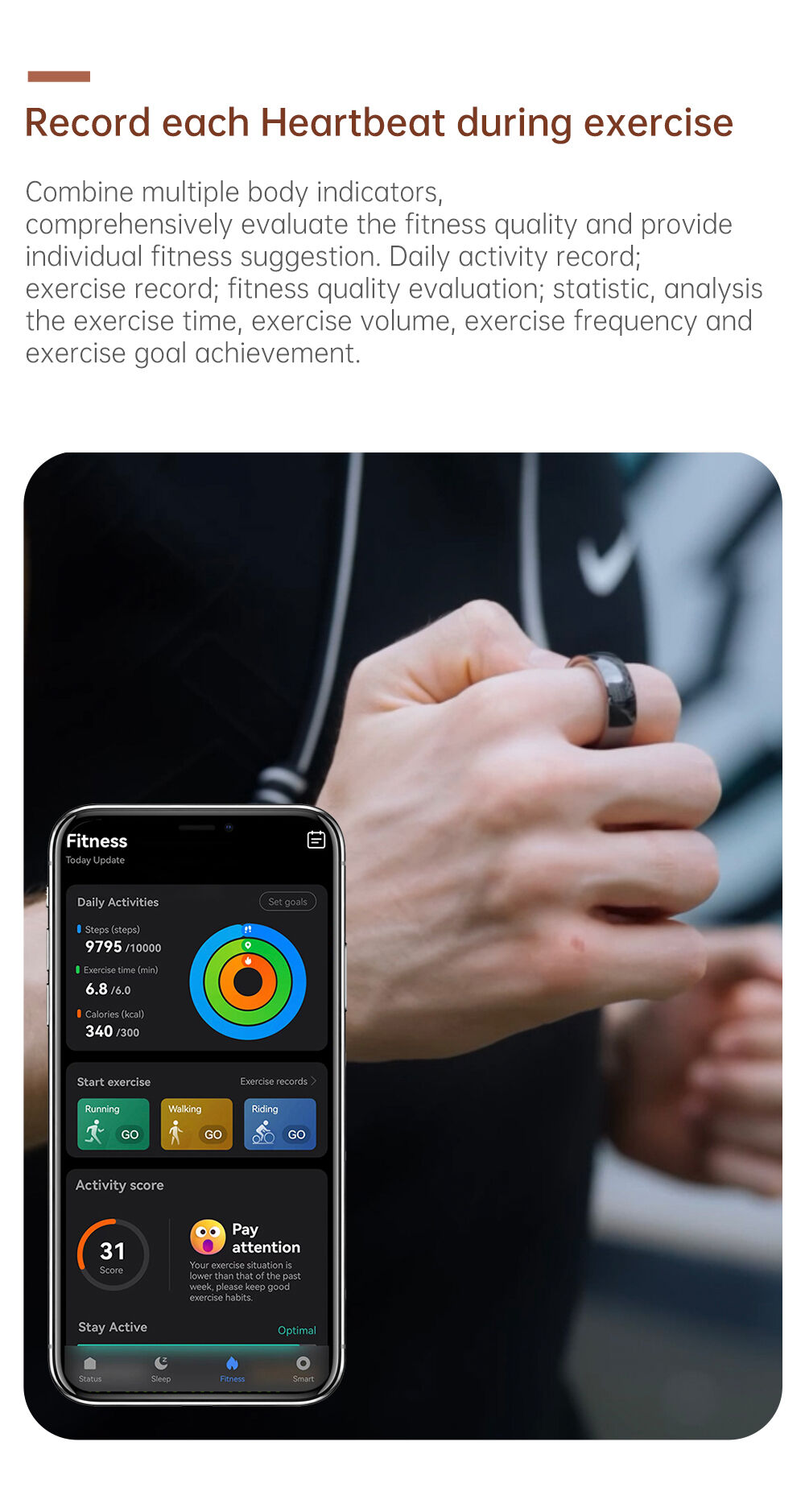 Zr01 Ceramic Health Smart Ring Bluetooth Connection Heart Rate Blood ...