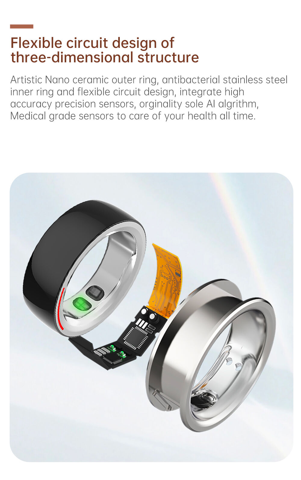 Zr01 Ceramic Health Smart Ring Bluetooth Connection Heart Rate Blood ...