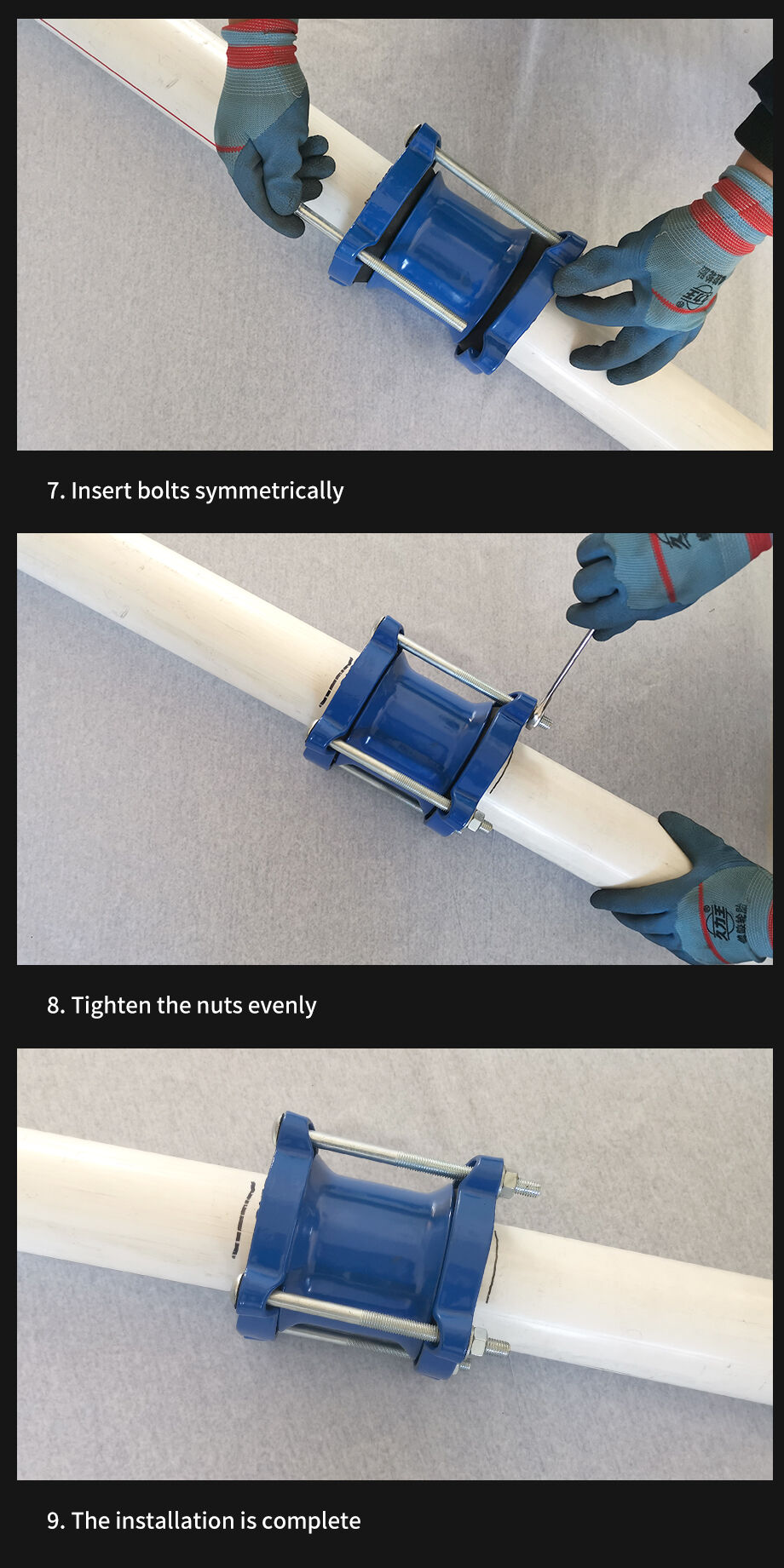 Ductile Iron Wide Range 4'' Universal Flexible Joint Coupling For Steel ...