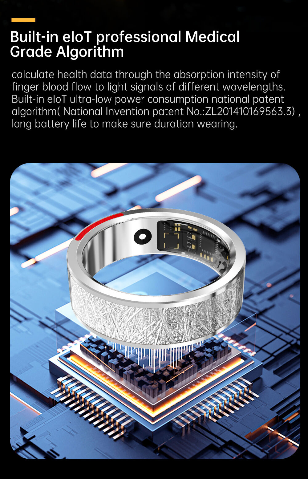 Ceramics Black Color Health Smart Ring Which Can Monitoring Sp02 Blood ...
