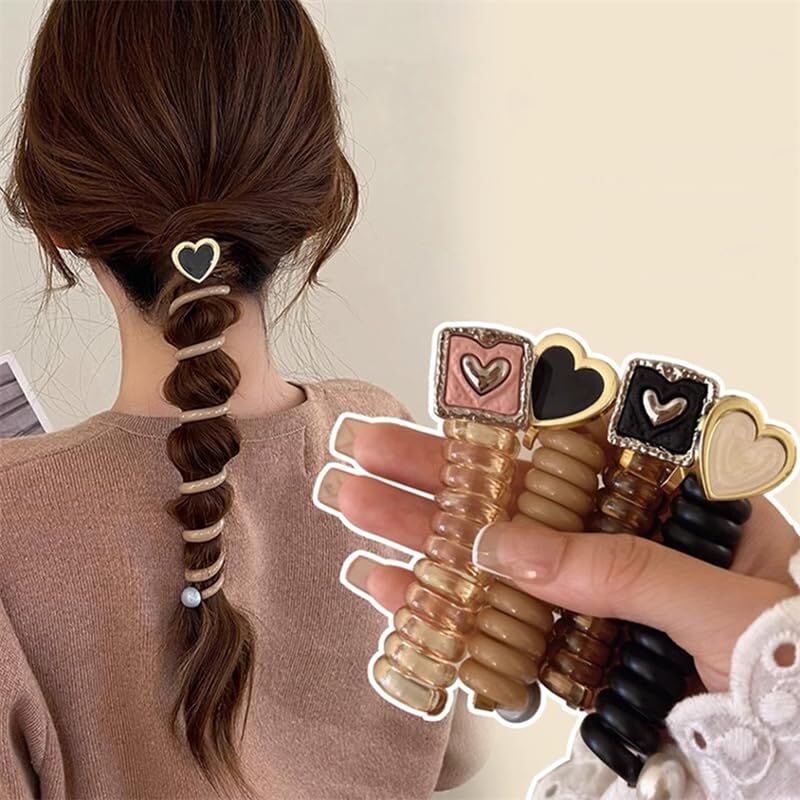 Colorful Telephone Wire Hair Bands New Phone Cord Straight Spiral Hair ...