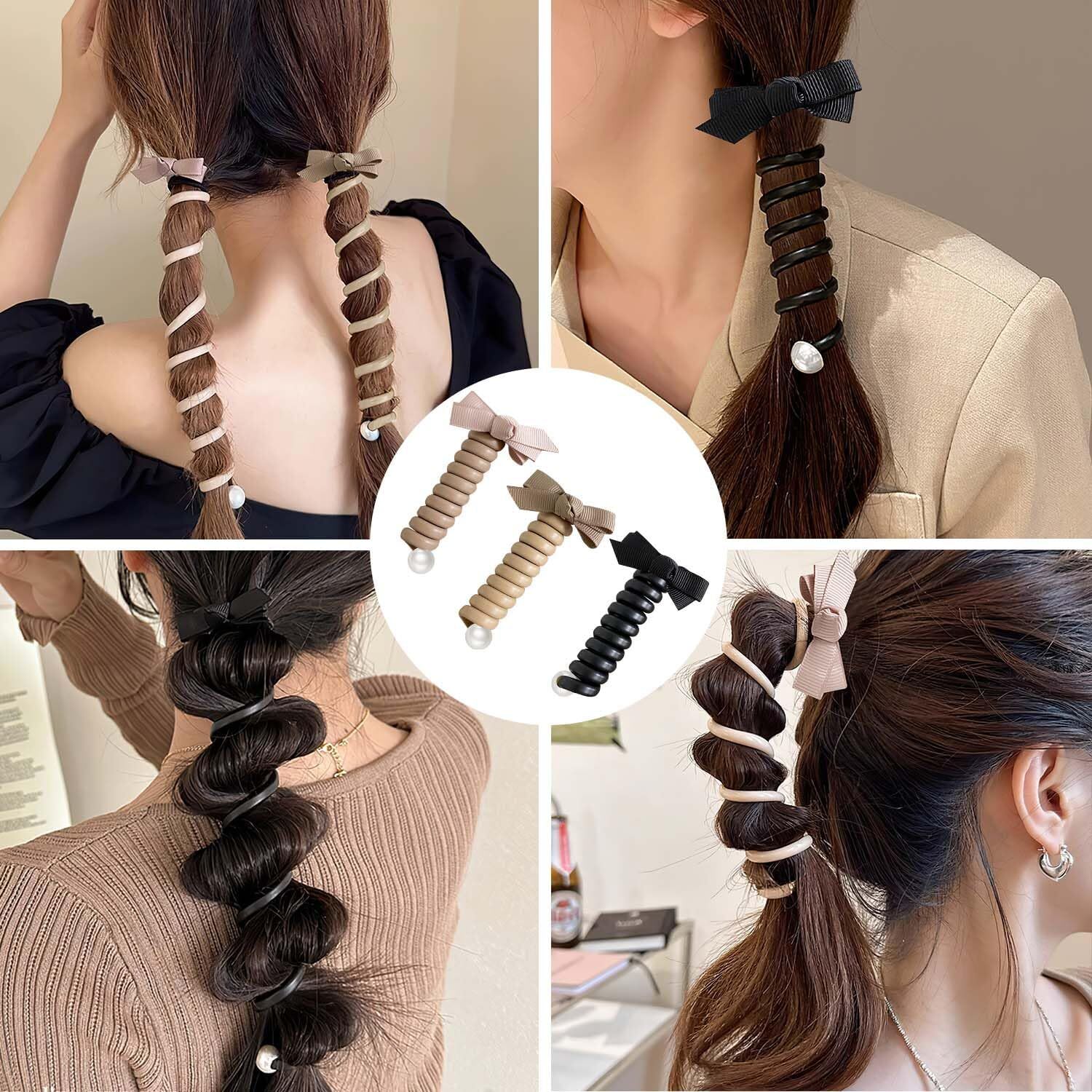 Colorful Telephone Wire Hair Bands New Phone Cord Straight Spiral Hair ...