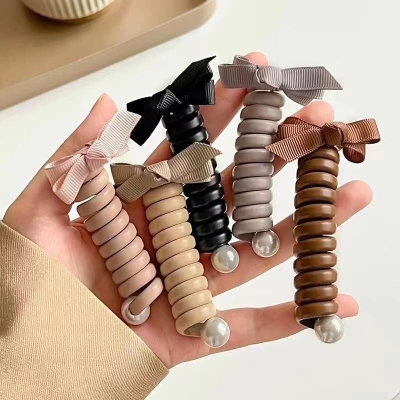 Colorful Telephone Wire Hair Bands New Phone Cord Straight Spiral Hair ...
