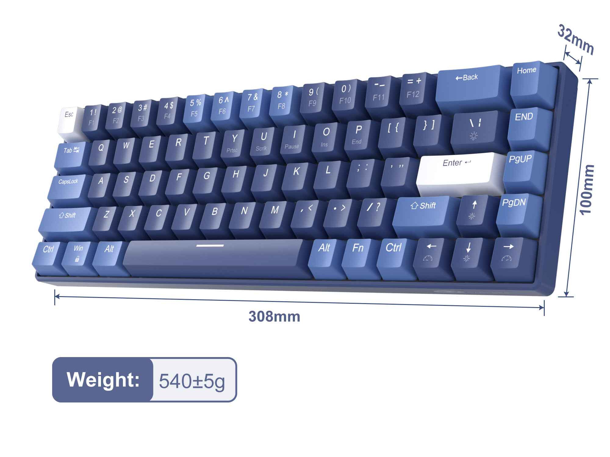 Magegee Mk-box Portable 65% Mechanical Gaming Keyboard, Rgb, Hot-swap ...