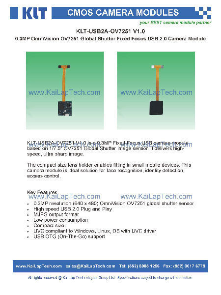 Buy Wholesale Hong Kong SAR Klt-usb2a-ov7251 V1.0 0.3mp Ov7251 Global ...