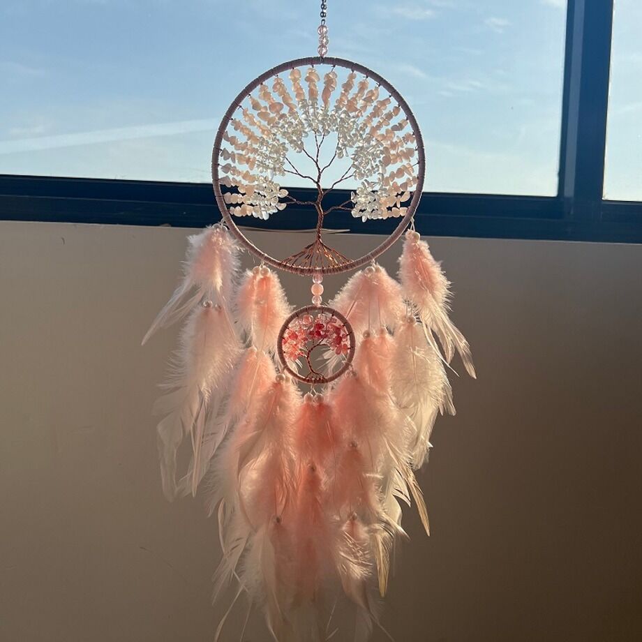 Dropshipping Handmade Hanging Rose Amethyst Crystal Dreamcatcher Tree ...