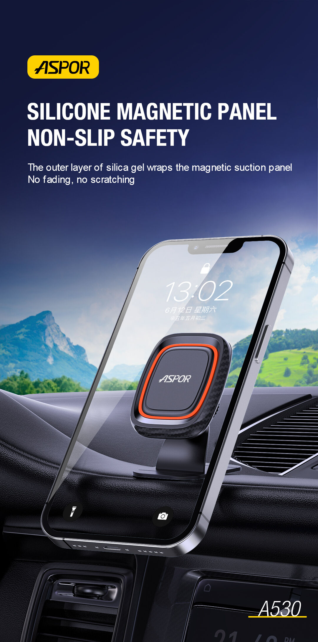 Buy Wholesale China Aspor A530 Magnetic Car Phone Holder Rotatable Mini Strip Shape Stand Metal ...