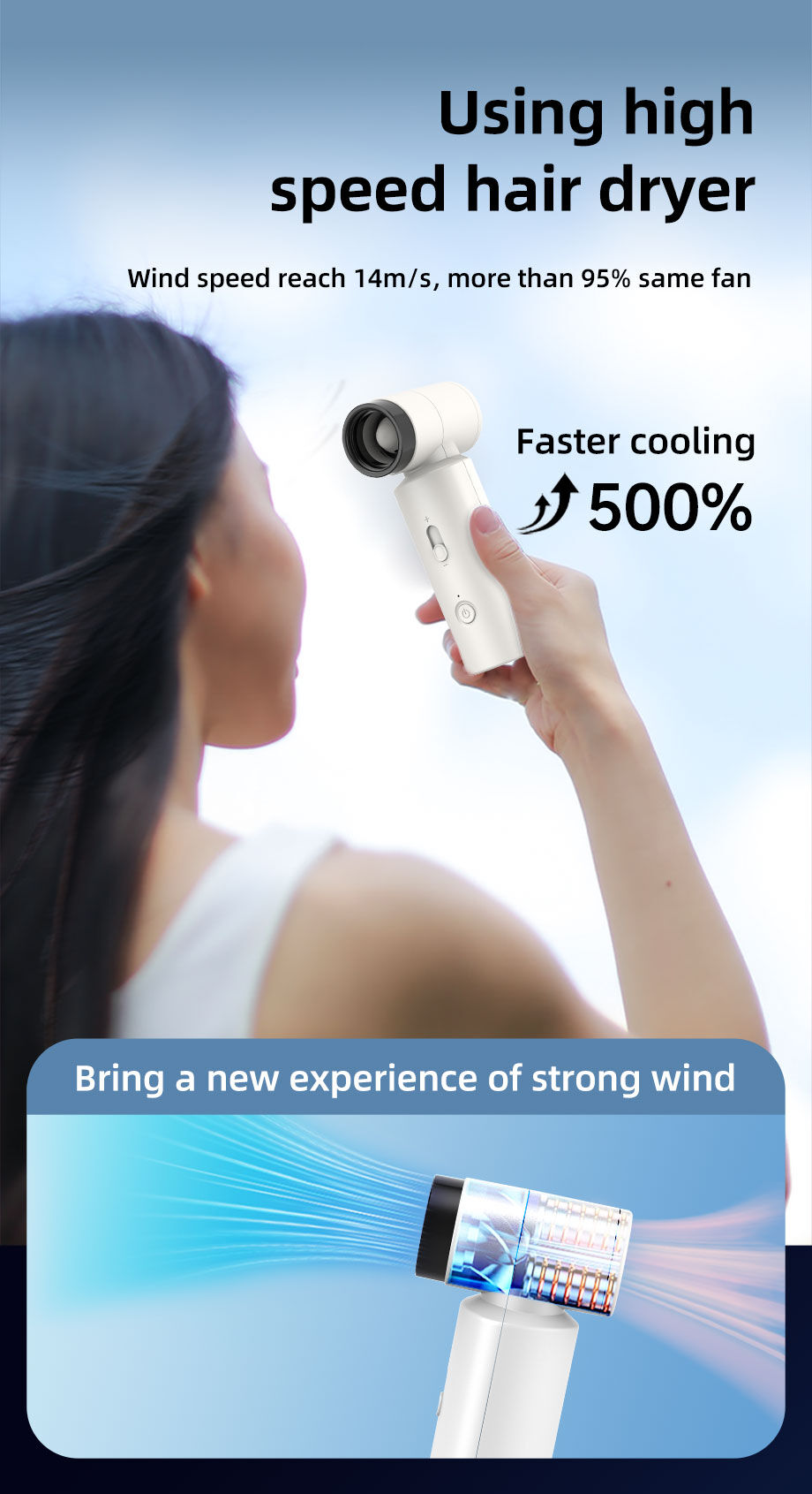 2024 High Speed Wind Fan Small Cute Portable Handheld Fan Rechargeable ...