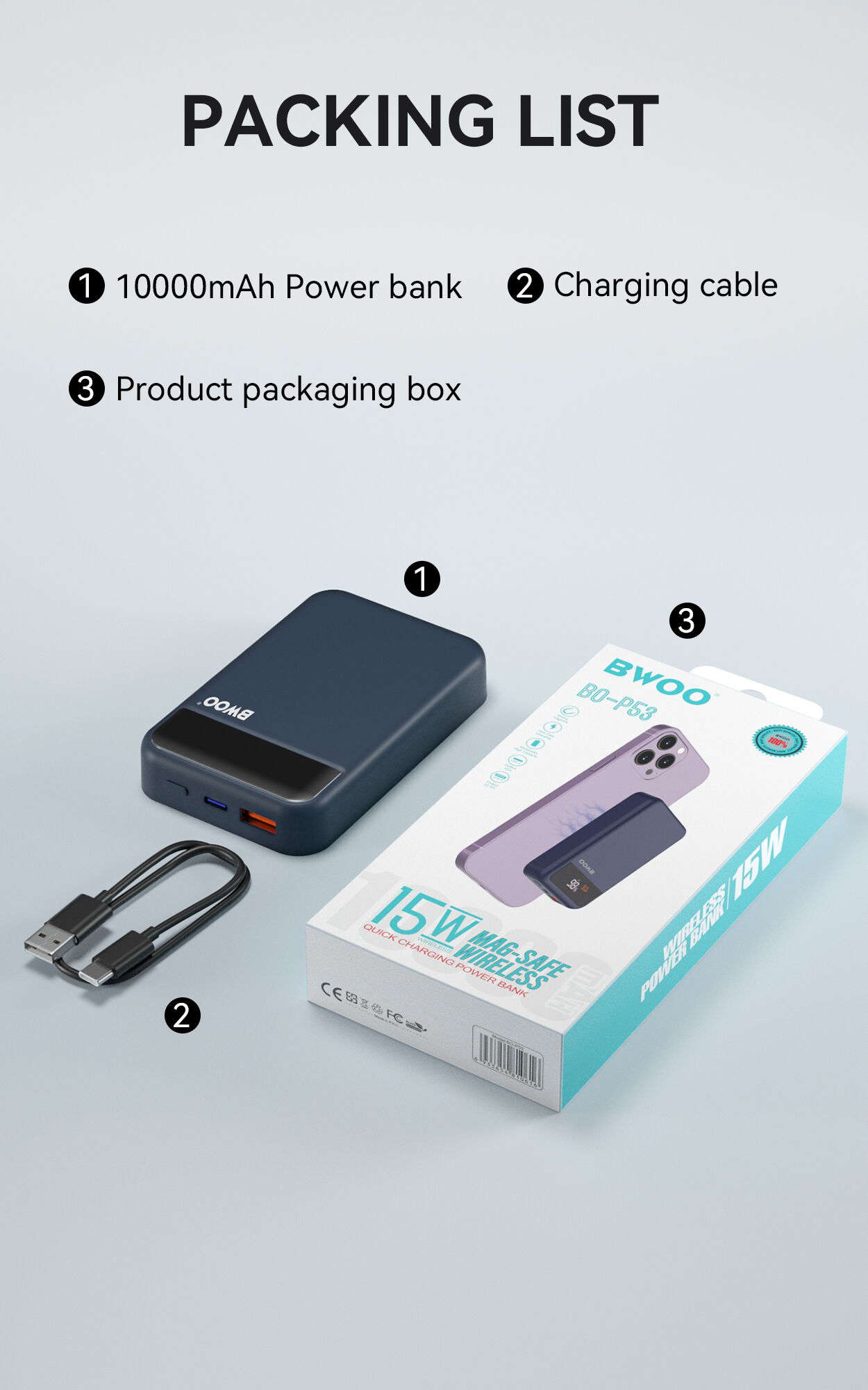 Bwoo 100000mah Mini Portable Magsafe Powerbank Wireless Charging Power ...