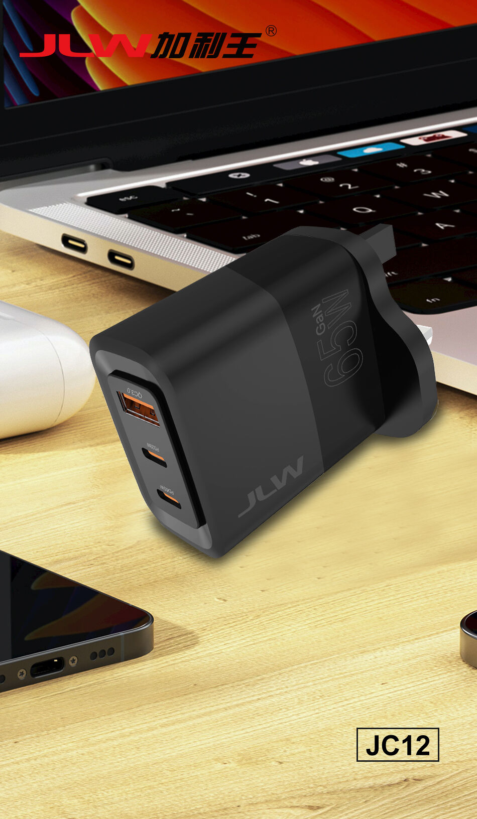 Buy Wholesale China Gan Tech 3 Ports 65w Type C 45w 18w Usb-a Qc3.0 20w ...