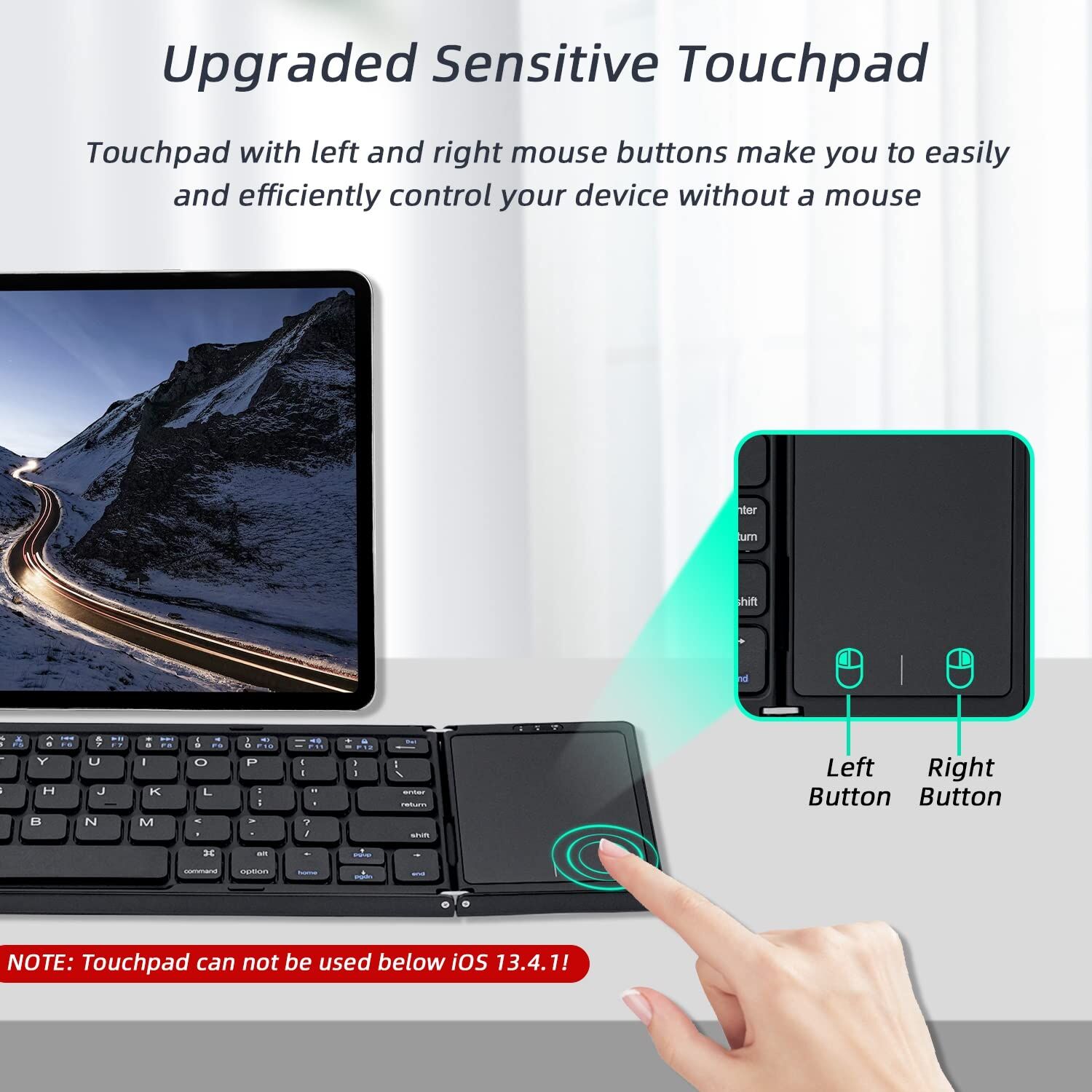 Full Touchpad Type-c Rechargeable Foldable Bluetooth Keyboard Pocket ...