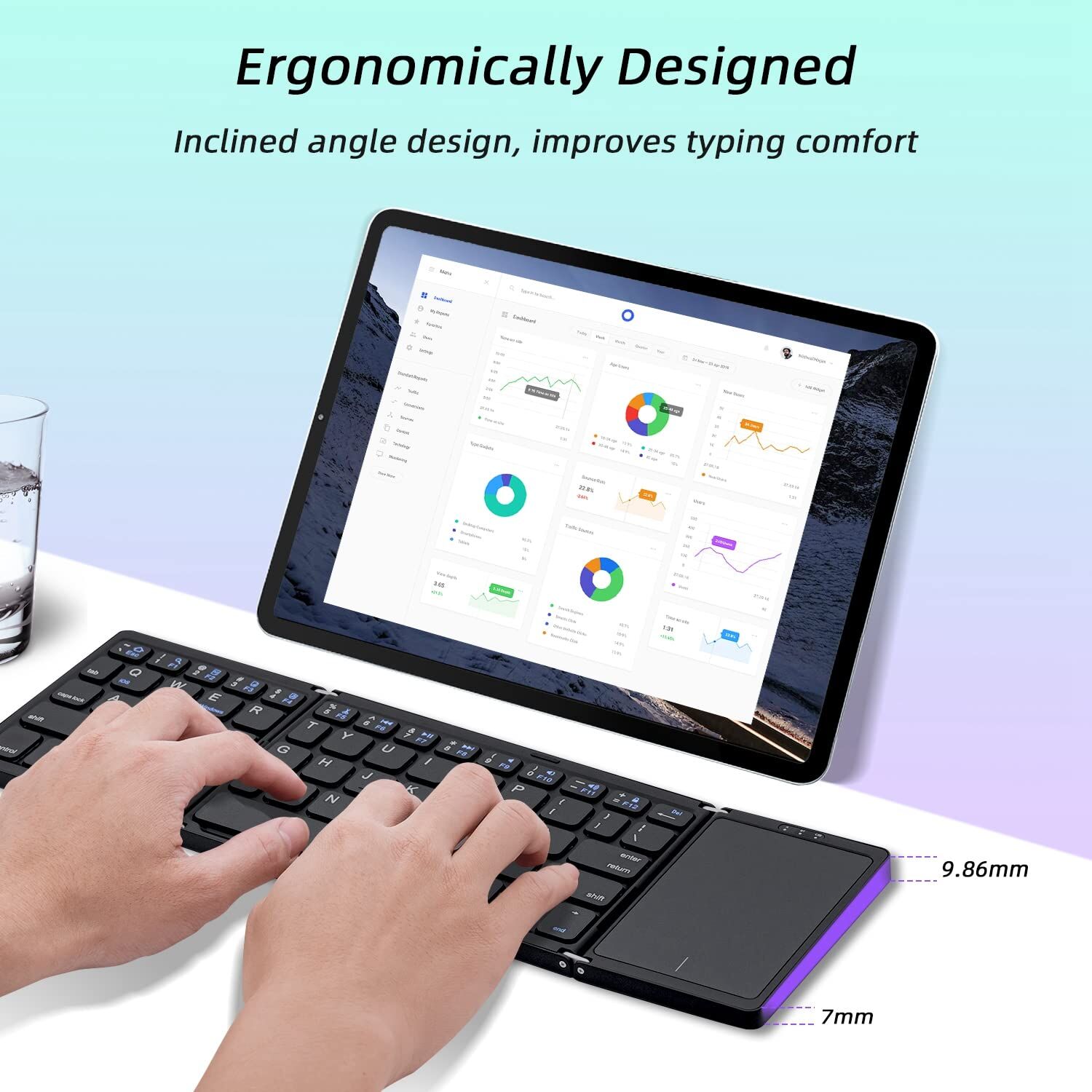 Full Touchpad Type-c Rechargeable Foldable Bluetooth Keyboard Pocket ...