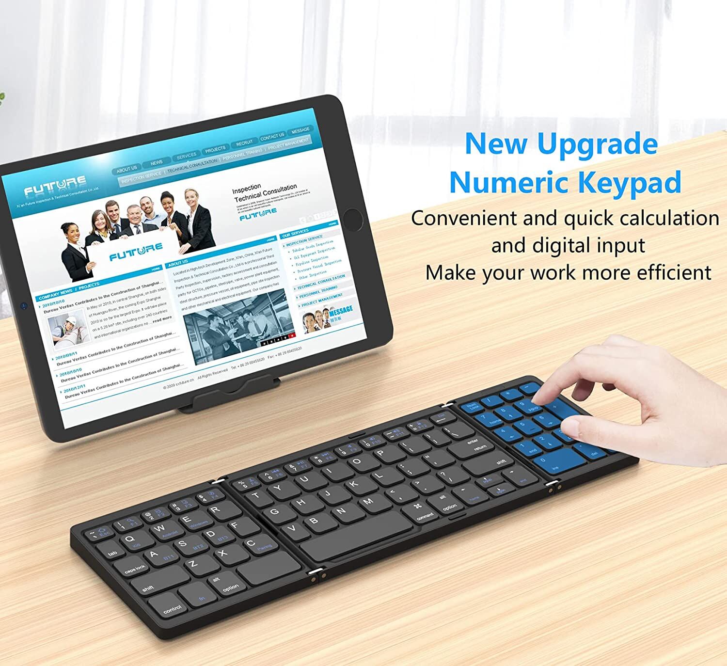 Portable Pocket Folding Keyboard Rechargeable Wireless Keyboard Multi-device Foldable Bluetooth ...