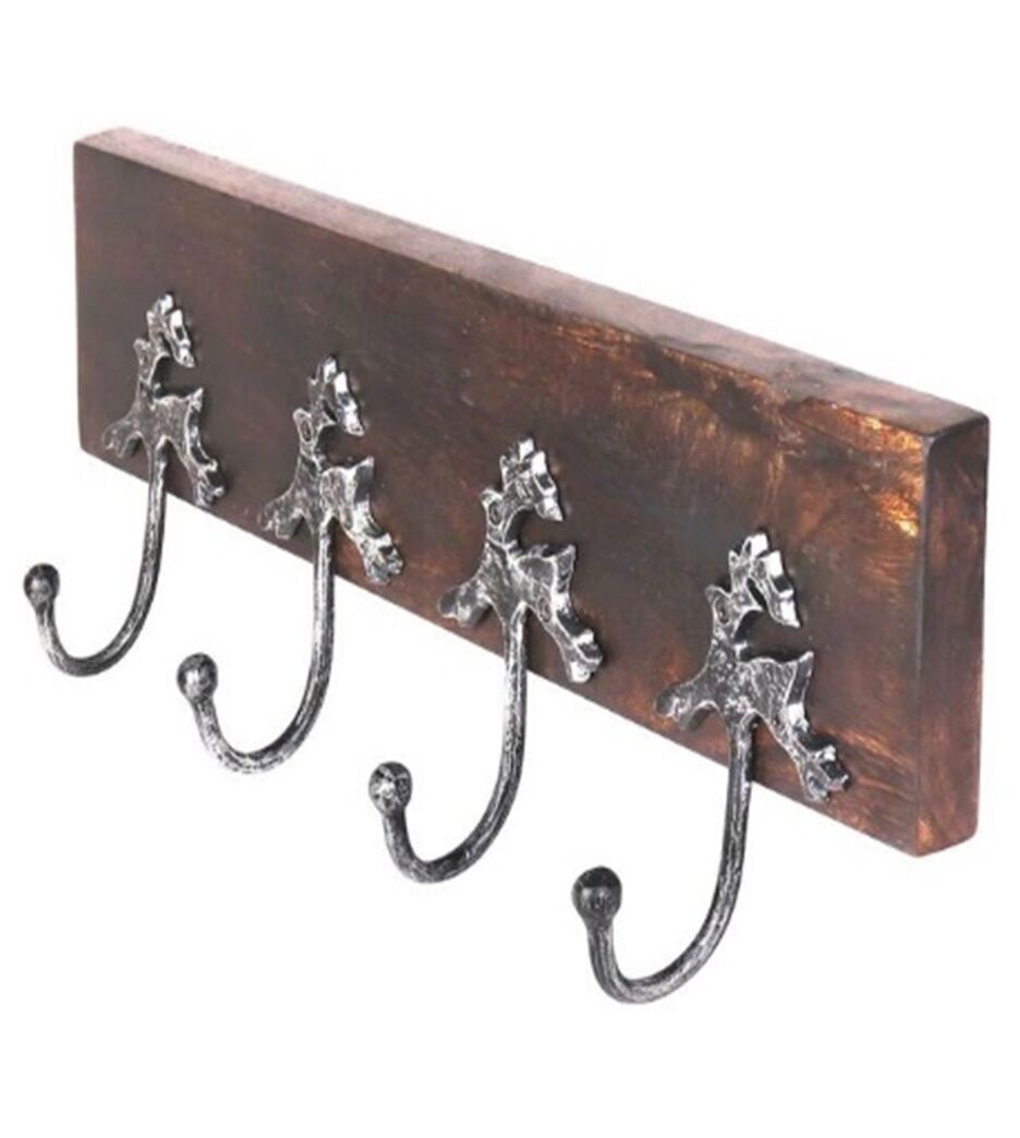 Buy Online Bulk Antique Wooden Rustic Wall Hanging Hook Metal Deer Design Manufactured By Razvi ...