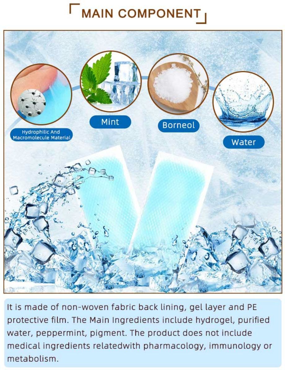 Disposable Fever Reducing Cooling Gel Patch Hydrogel Antipyretic Paste ...