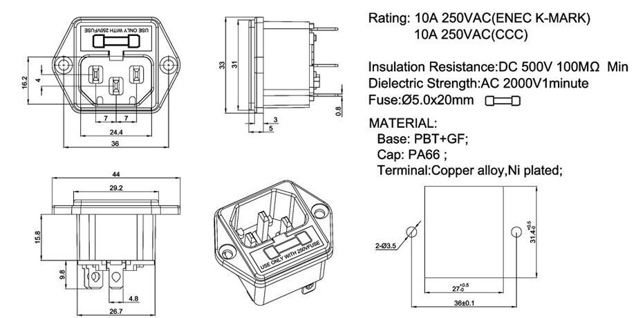 Buy Wholesale China Honyone Ac Power Sockets 2-in-1 Fuse Holders ...