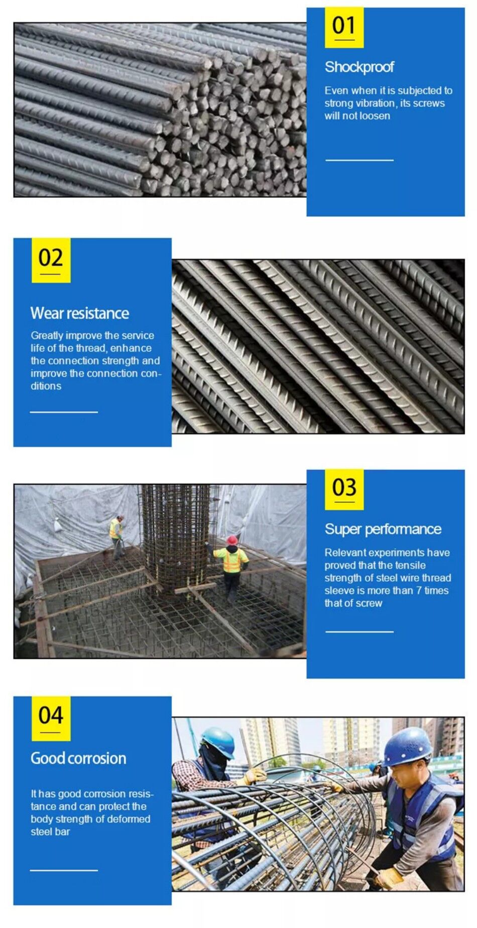 Astm A615 Hrb400 D10 D16 Concrete Reinforcement Building Threaded Iron ...