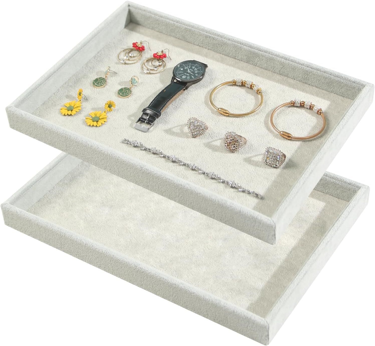Stackable Velvet Jewelry Organizer Trays For Drawers Inserts Jewelry ...