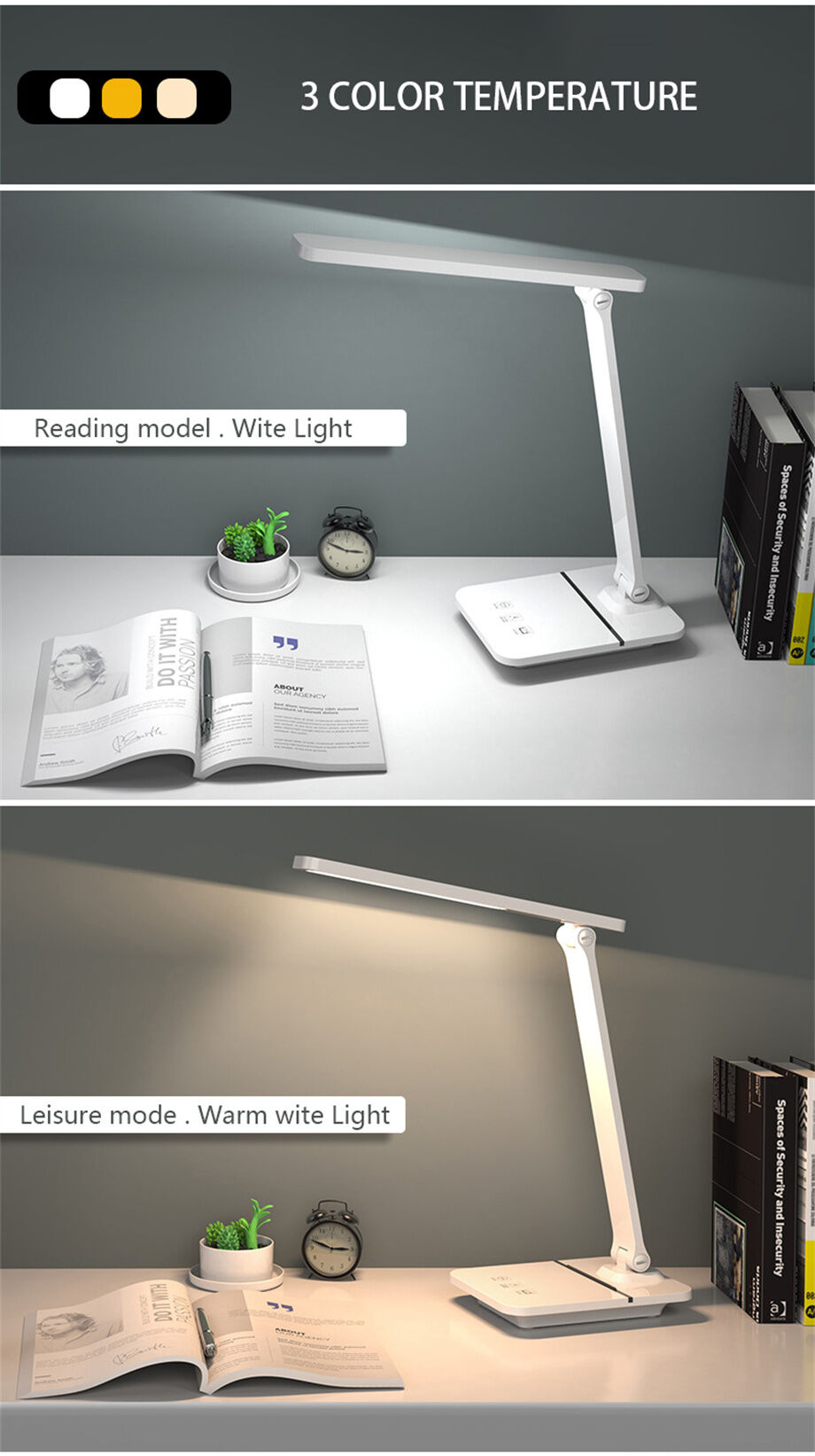 Modern Led Eye Protection Portable Desk Light Rechargeable Foldable ...
