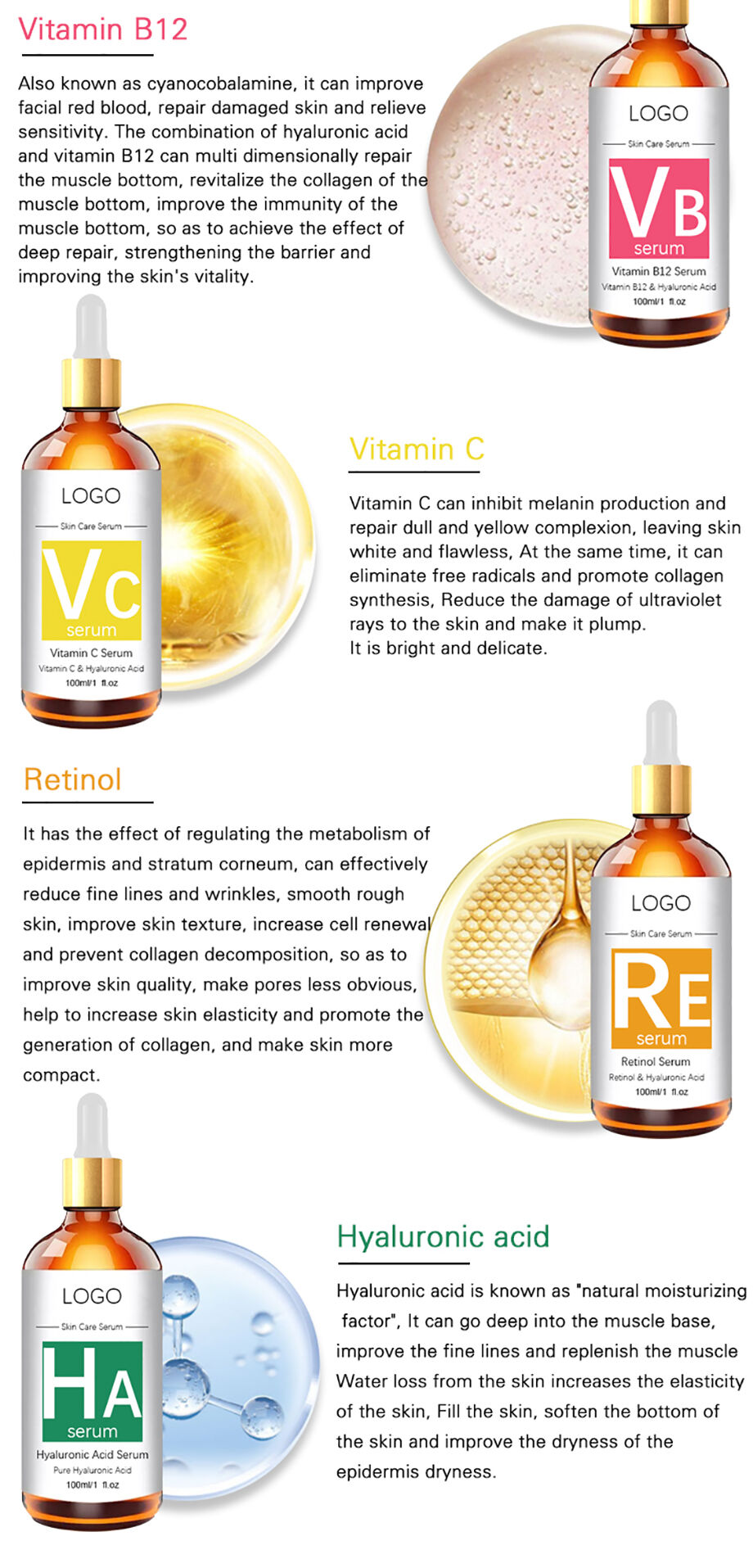 Oem Skin Care Serum Facial Anti Aging Moisturizing Vegan Peptides ...