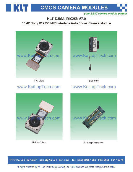 Buy Wholesale Hong Kong SAR Klt-d3ma-imx258 V7.0 13mp Imx258 Mipi ...