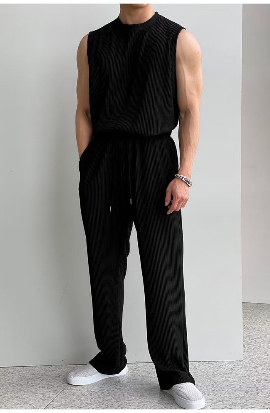 Men's Casual Suit Simple Vest Tracksuit Fashion Men Pants Summer ...