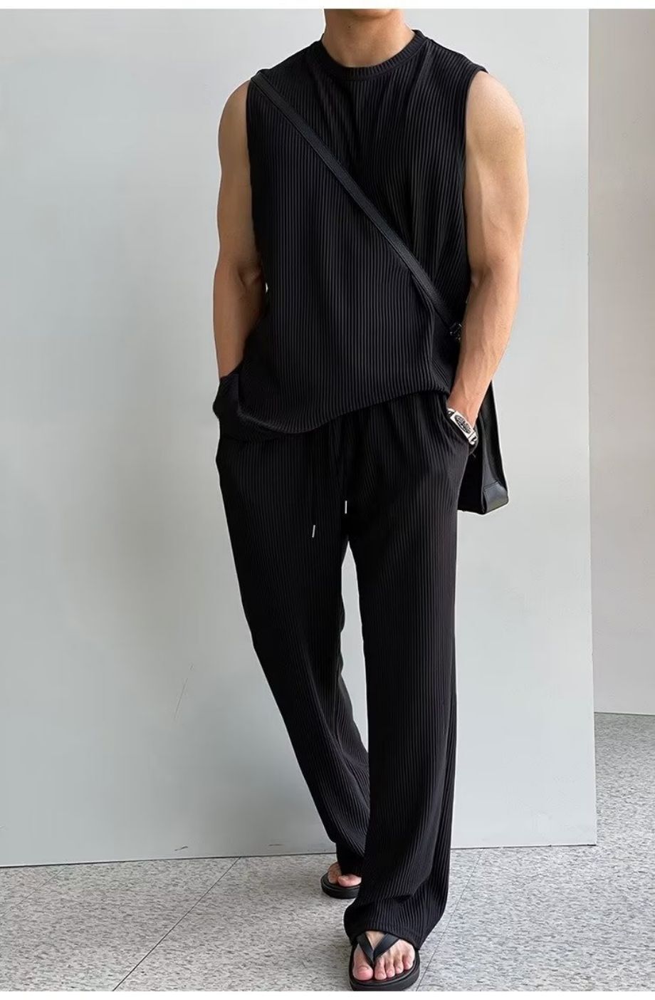 Men's Casual Suit Simple Vest Tracksuit Fashion Men Pants Summer ...