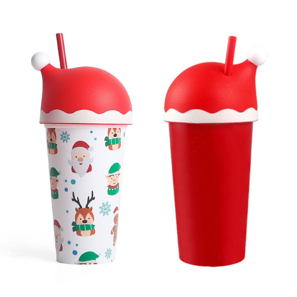 Customized Santa Hat Cup Reusable Cold Drinking Travel Mug Color ...