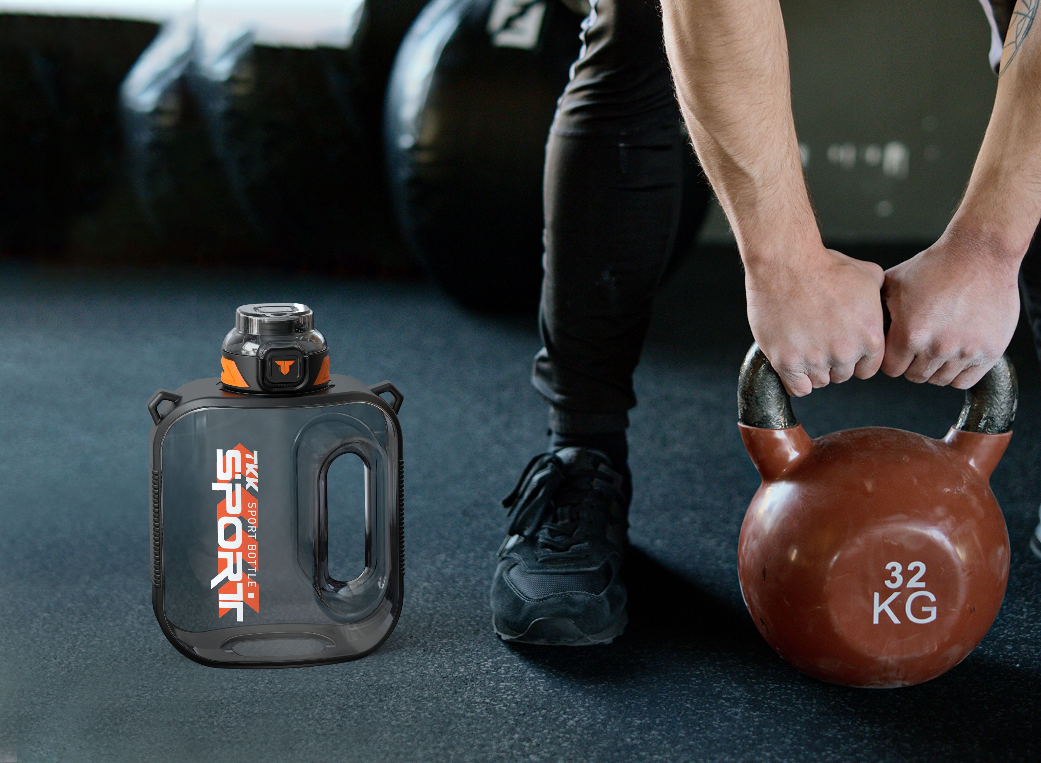 Large Capacity Water Bottle Jug For Gym With Straw Time Marker ...