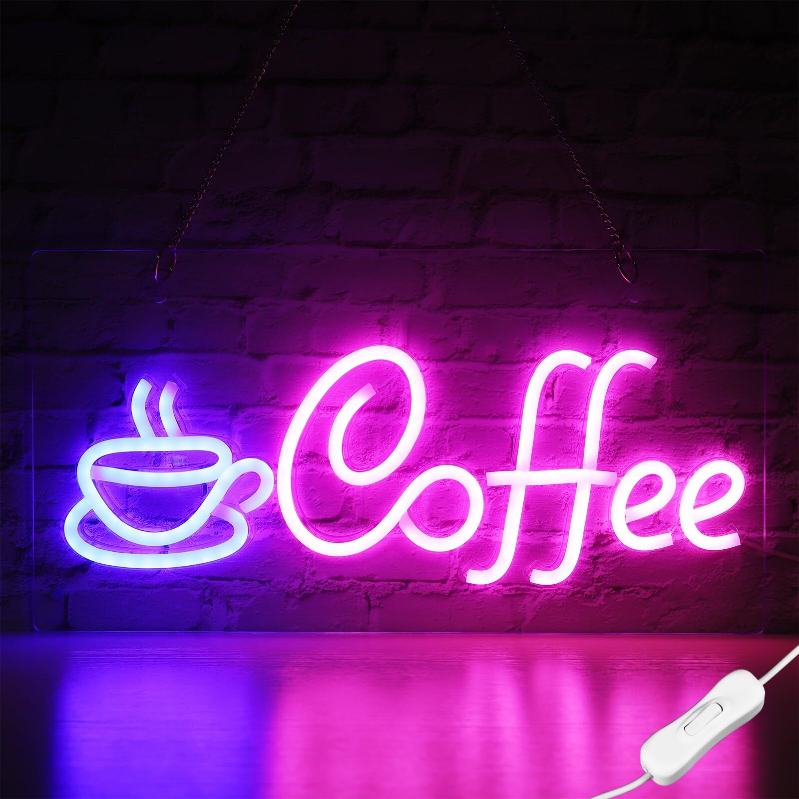 Coffee Neon Sign, Bright Led Coffee Sign With Metal Chain, Usb Powered ...