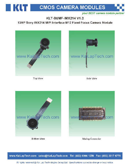 Klt-b6mf-imx214 V1.0 13mp Imx214 Mipi Interface M12 Fixed Focus Camera ...