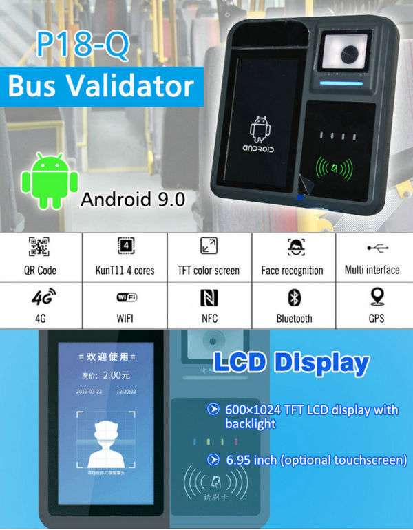 Android9.0 2d Qr Barcode Scanner Bus Ticketing Validator Machine Android Bus Payment Validator ...