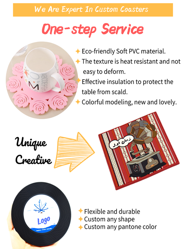 Custom Silicone Coaster With Logo Soft Pvc Rubber Round Coaster - Buy ...