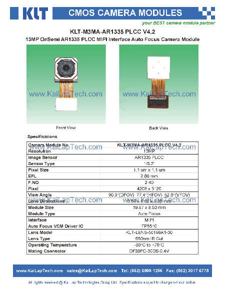 Klt-m3ma-ar1335 Plcc V4.2 13mp Ar1335 Plcc Mipi Interface Auto Focus ...