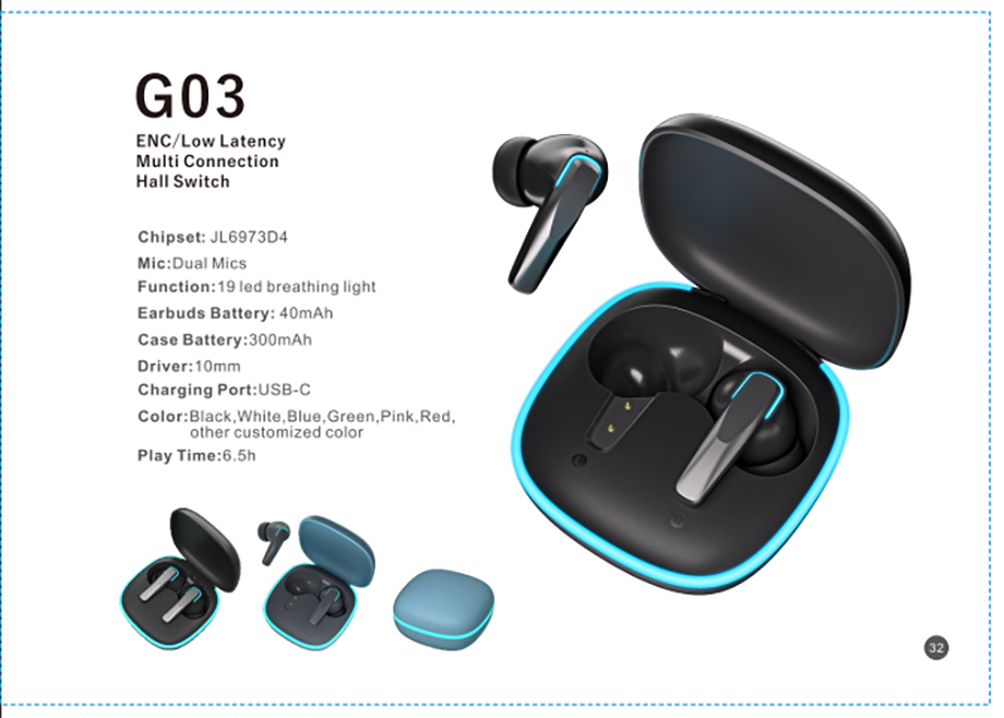 Factory Direct High Quality China Wholesale G03 Gaming Tws Earbuds Quad ...