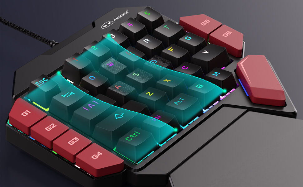 Magegee Mk-axe One Handed Professional Gaming Keyboard, Rgb Backlit 35 ...