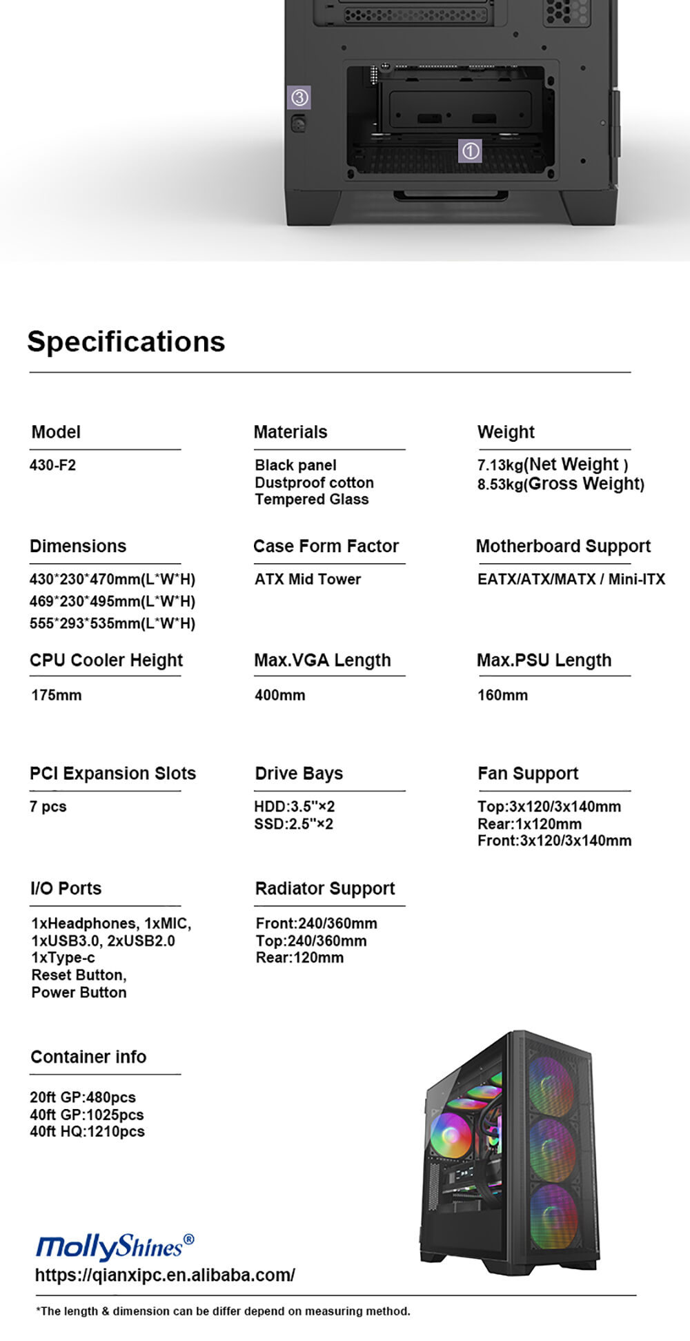 2024 New Design Atx Pc Case Usb 3.0 Tempered Glass 0.7mm Spcc Hardware ...