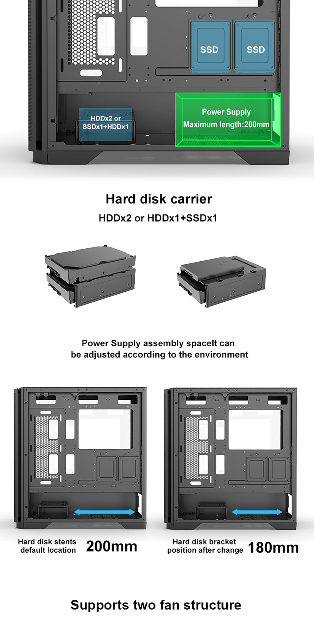 2024 New Design Atx Pc Case Usb 3.0 Tempered Glass 0.7mm Spcc Hardware ...