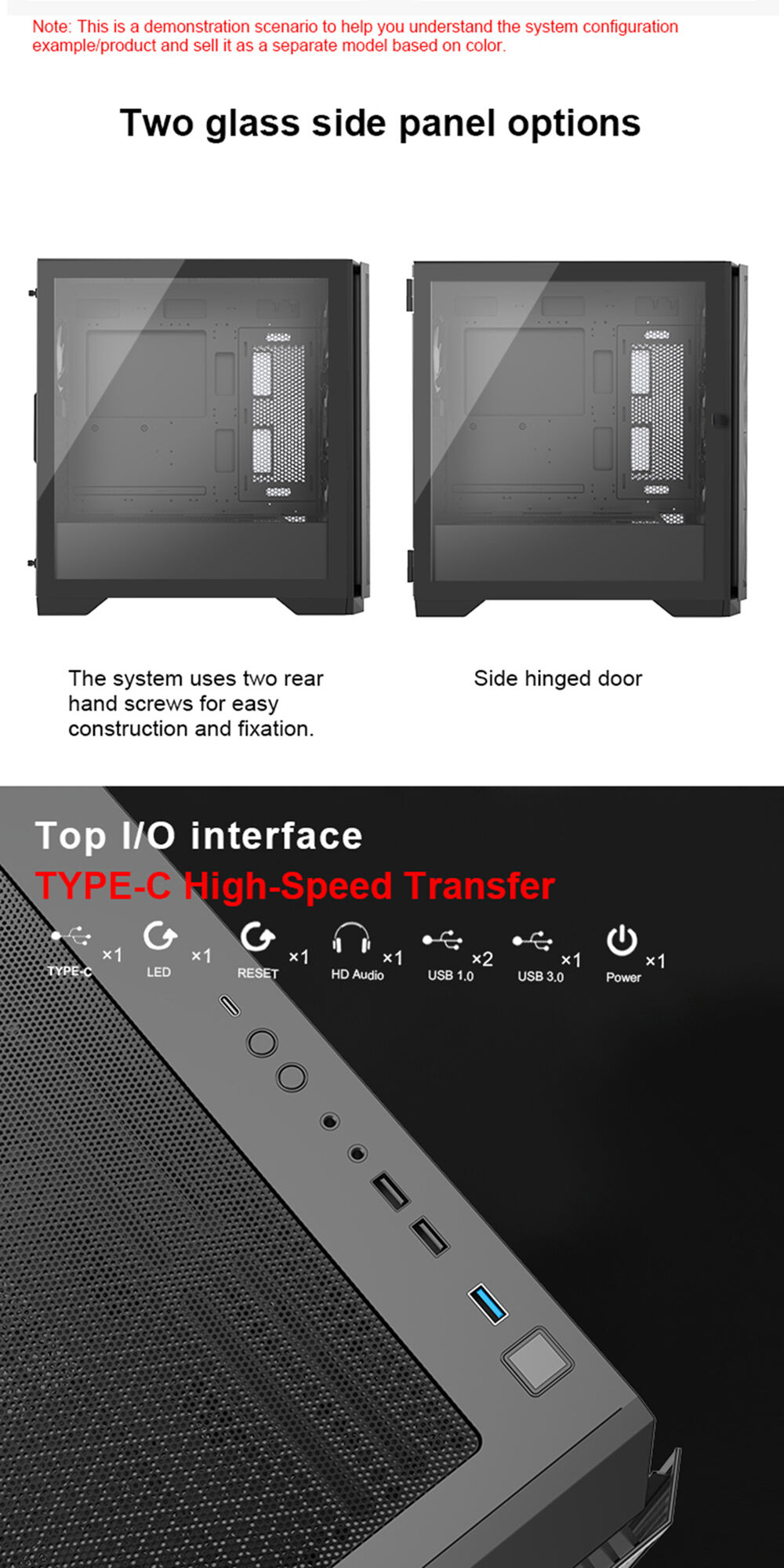 2024 New Design Atx Pc Case Usb 3.0 Tempered Glass 0.7mm Spcc Hardware ...