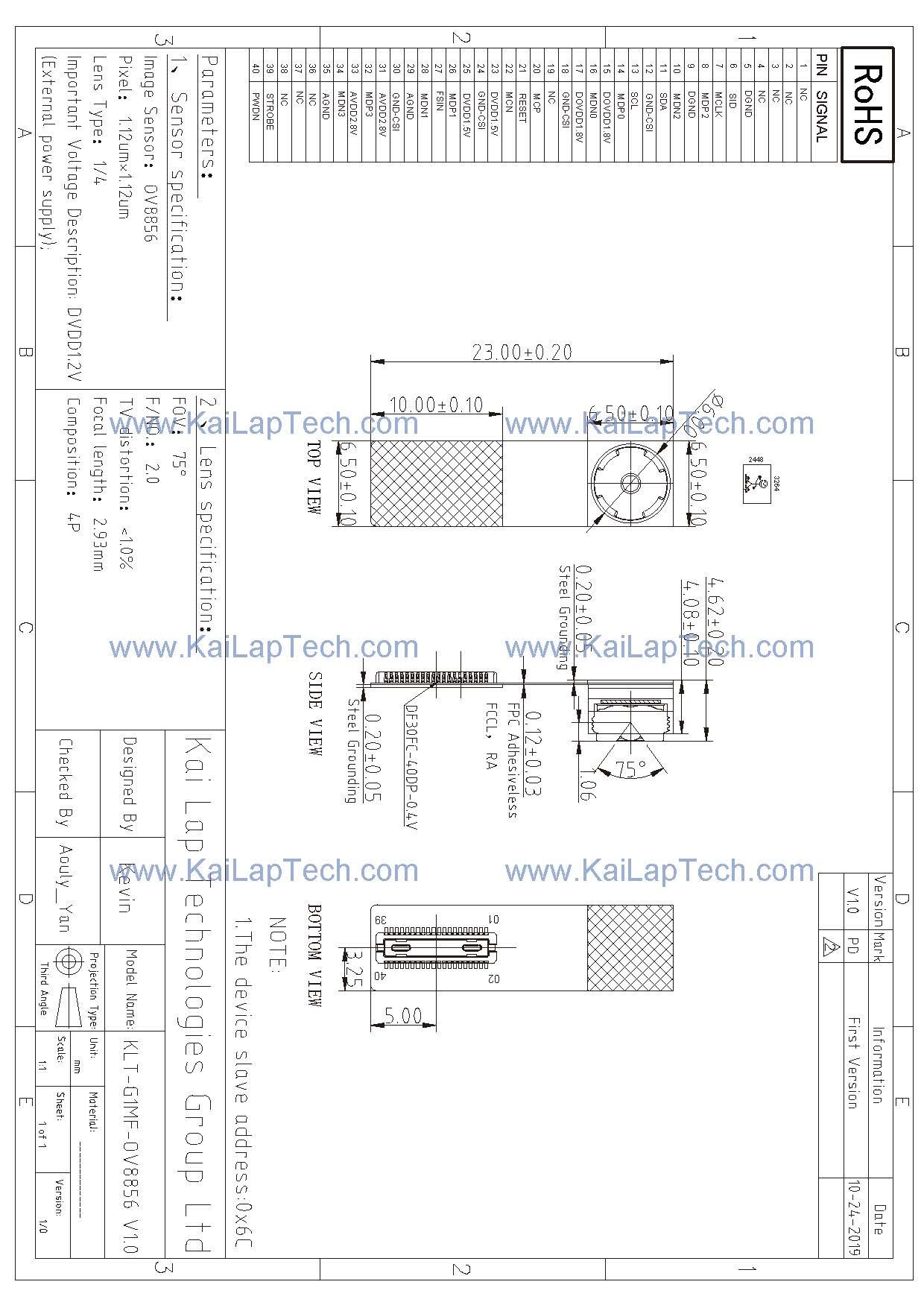 Klt-g1mf-ov8856 V1.0 8mp Ov8856 Mipi-schnittstelle Fester Fokus ...