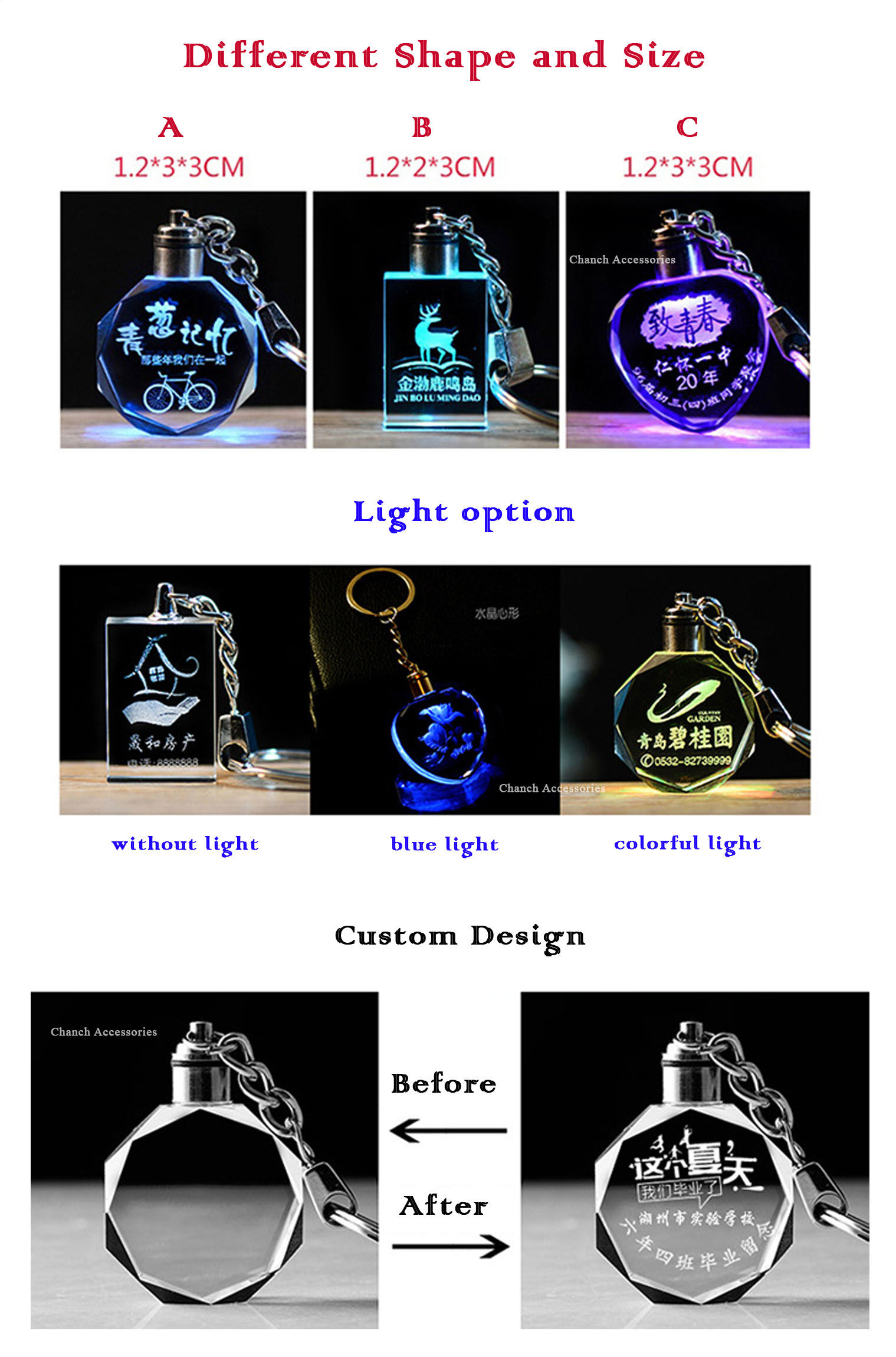 Buy Wholesale China Wholesale Crystal Keychain Led Keychains Accept 3d ...